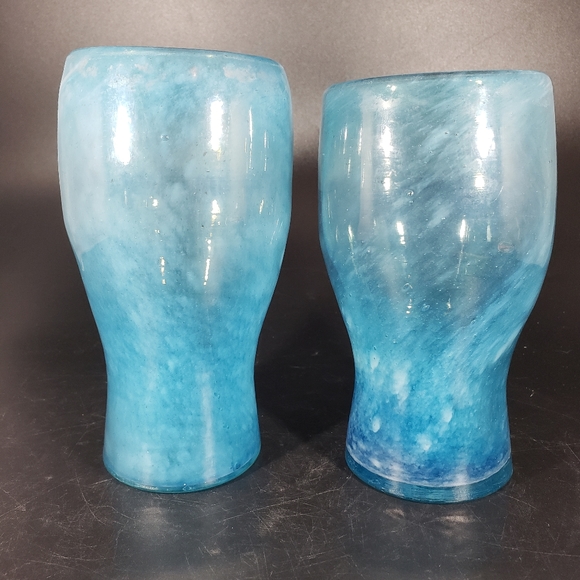 Handmade | Dining | Pair Of Handblown Tumblers Heavy Glass Swirl ...